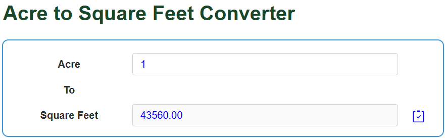 Acre to Square Feet Converter - UScalculator.com