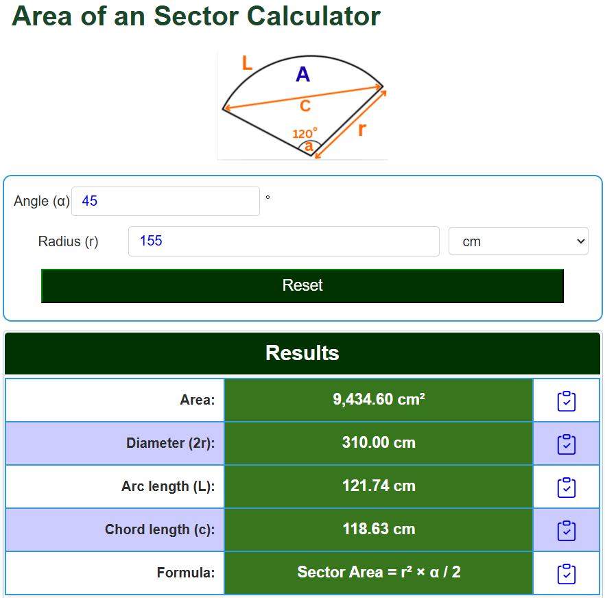 Area of a Sector Calculator - UScalculator.com
