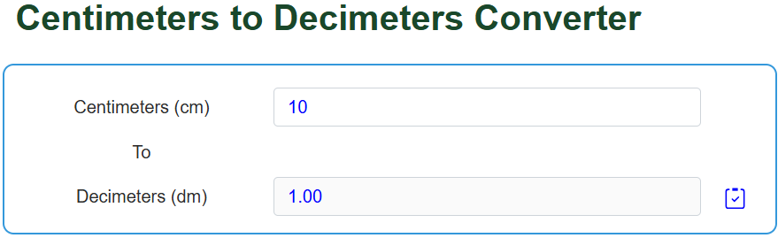 Centimeters to Decimeters-converter - UScalculator.com