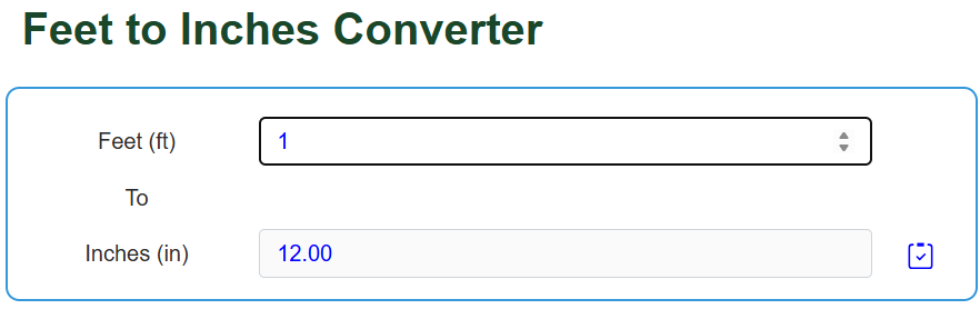 Feet to Inches Converter - UScalculator.com