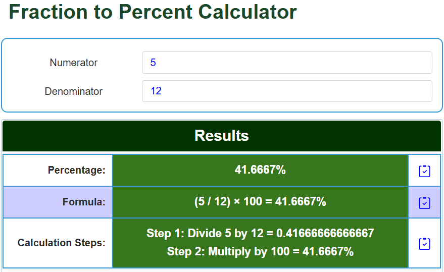 Fraction to Percent Calculator - UScalculator.com