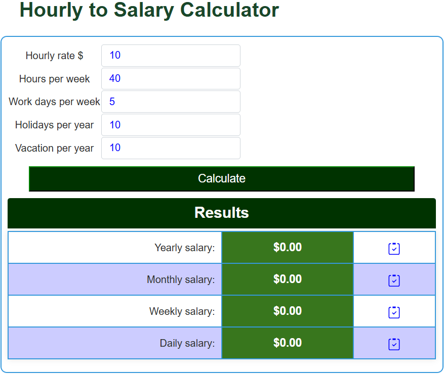 Hourly to Salary Calculator - UScalculator.com