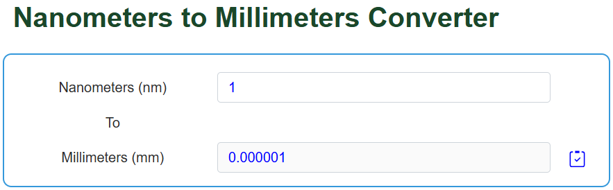 Nanometers to Millimeters Converter - UScalculator.com