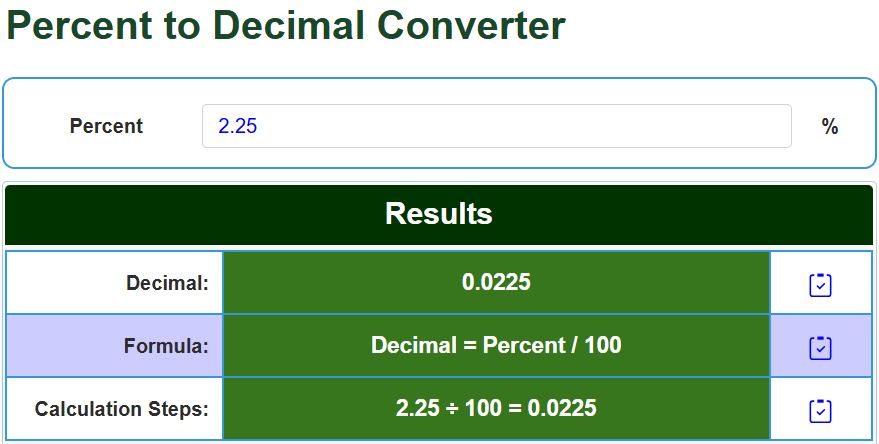 Percent to Decimal Converter - UScalculator.com