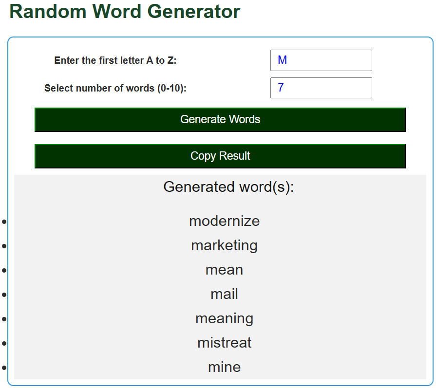 Random Word Generator - UScalculator.com