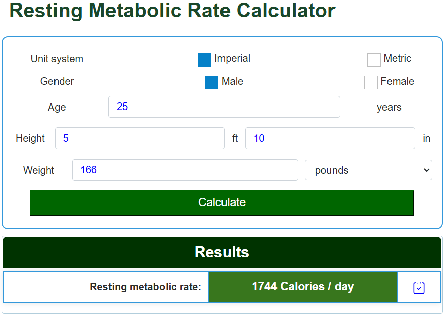 Resting Metabolic Rate Calculator - UScalculator.com